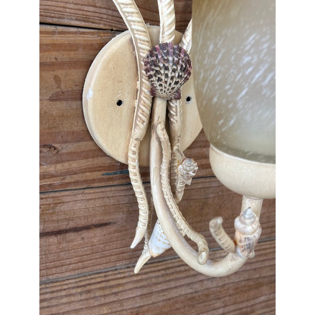 Coastal Metal Coral Sea Shell Wall Hardwired Wall Light Sconces-Pair ...