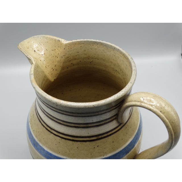 Large Antique English Mocha Ware Jug Pitcher | Chairish