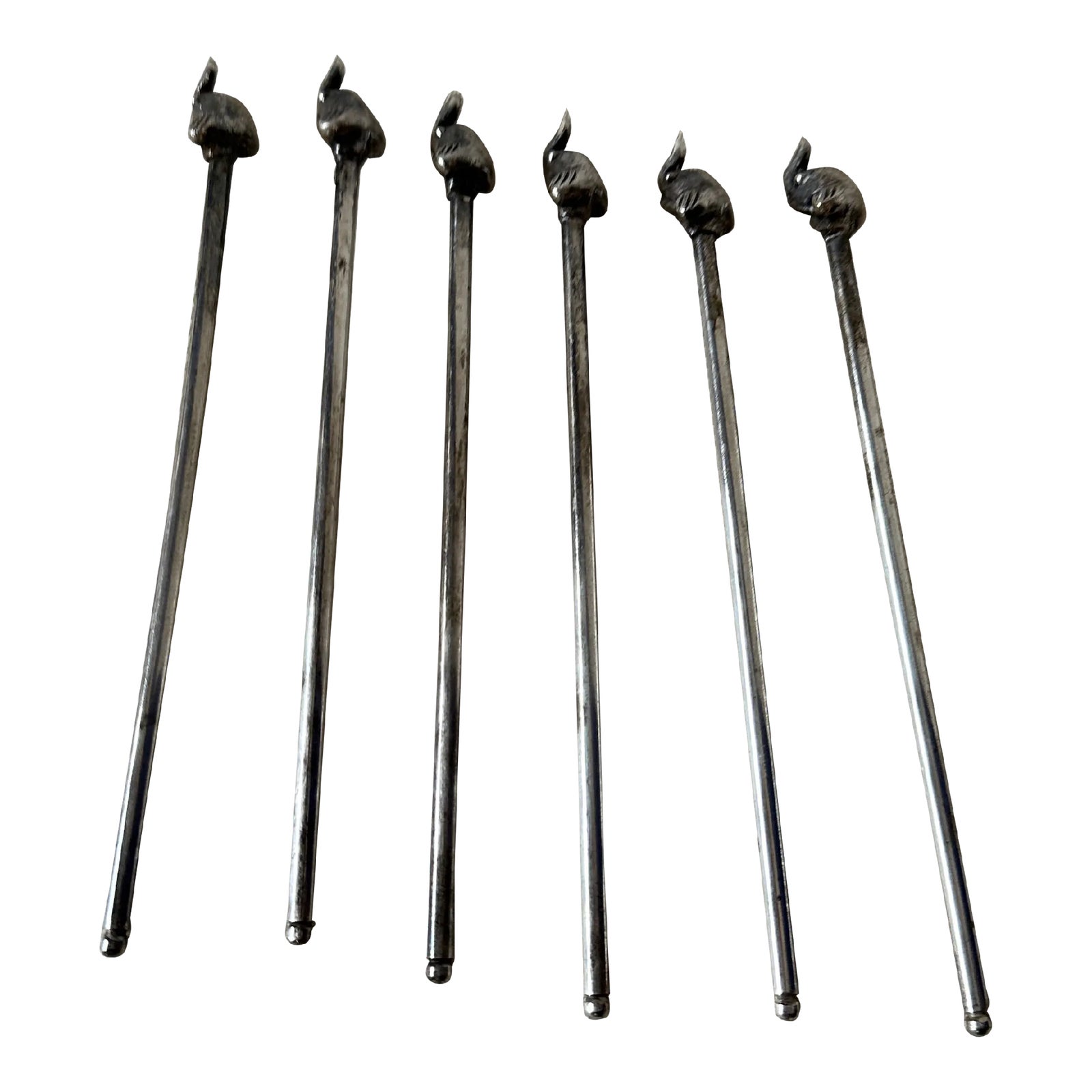 1970s Silver-Tone Metal Italian Elephant Cocktail Stirrers- Set of 6 ...