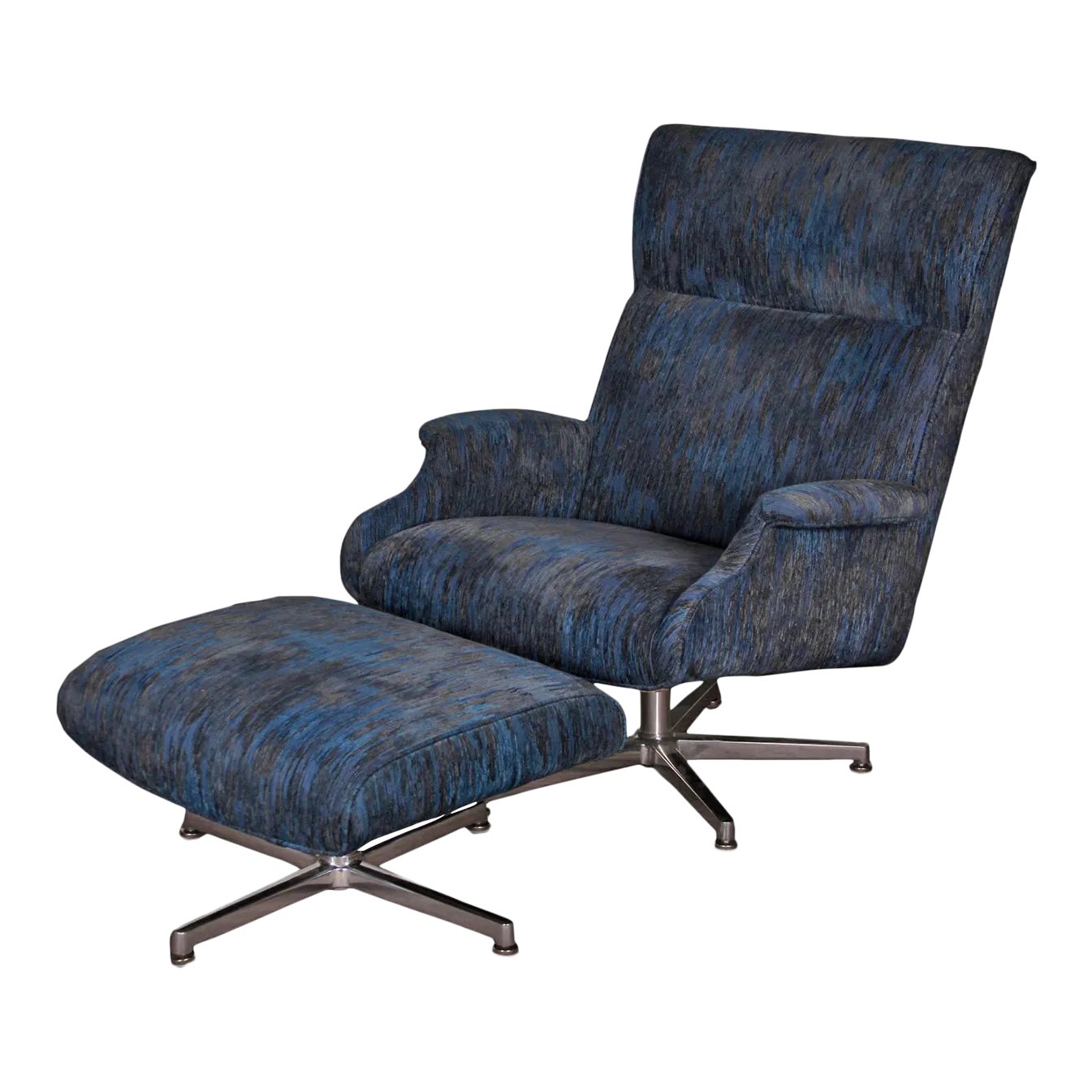 Beau Custom Swivel Chair With Ottoman From R&b | Chairish