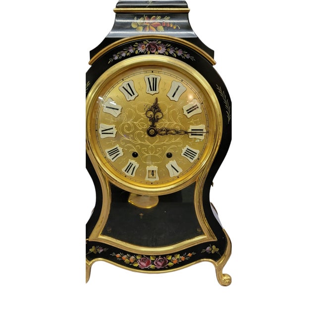 Late 20th Century Eluxa Mantle Wall Shelf Clock Key Green Brass Floral ...