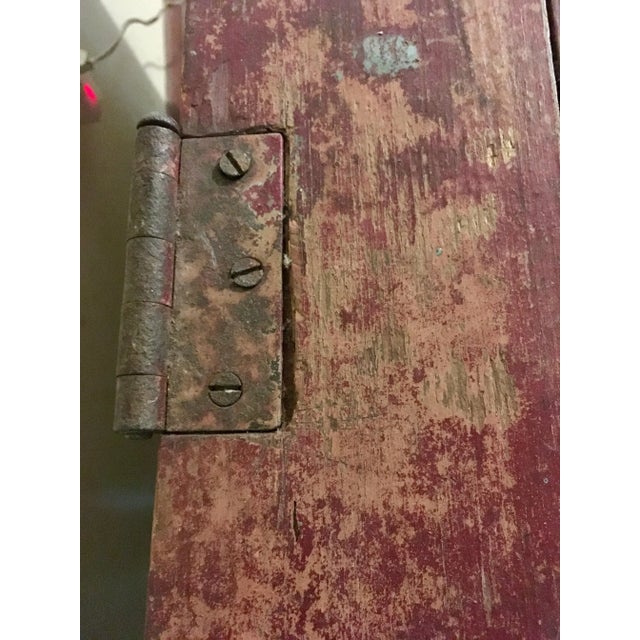 Rustic Red Paint Divided Storage Trunk | Chairish