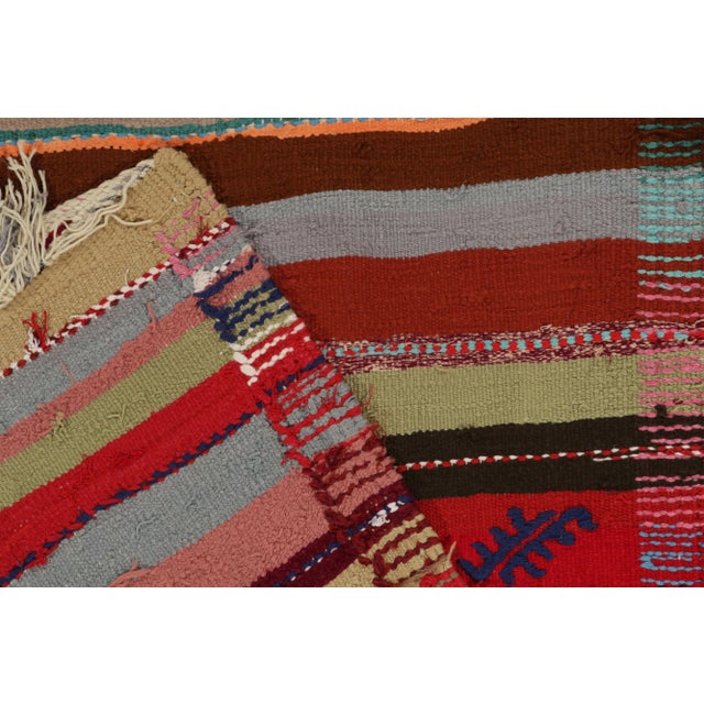 1950s Vintage Chaput Kilim in Rainbow Stripes, Geometric Tribal Rug ...