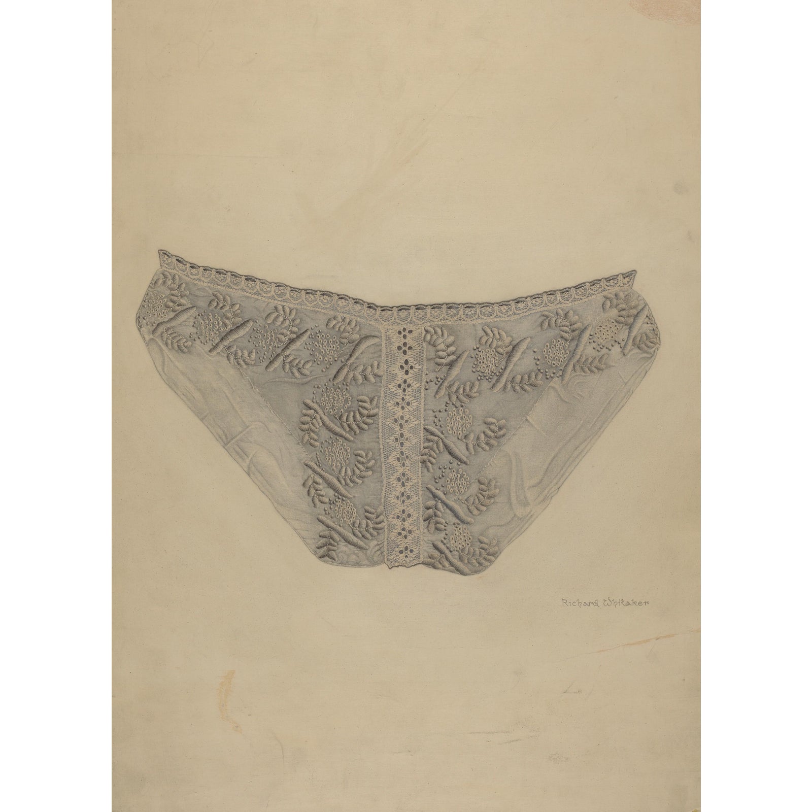 Contemporary Reproduction Print of Cutwork Lace Bib by Richard Whitaker ...