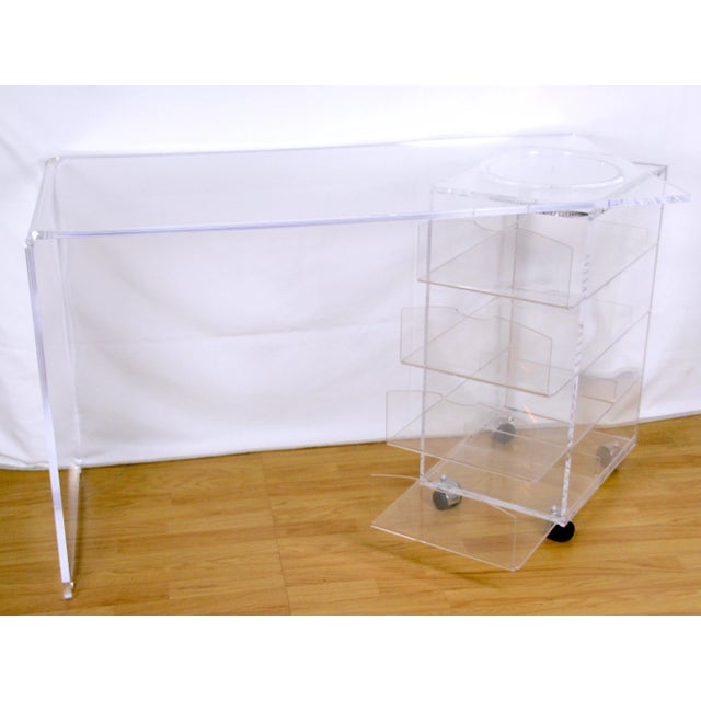 Late 20th Century Modern Transparent Lucite Desk With Adjustable Drawer ...