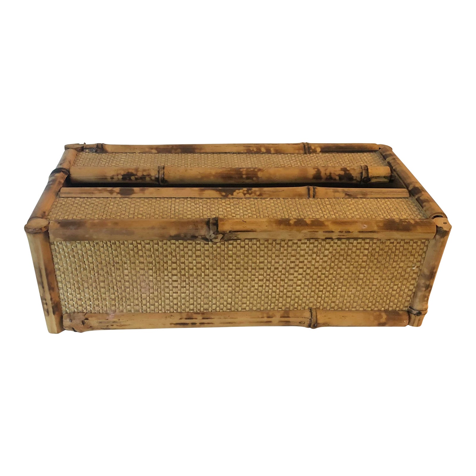1970s Bamboo Rattan Tissue Box Cover | Chairish