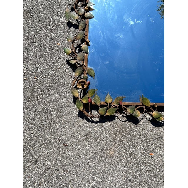 Mid 20th Century Rose Tole Framed Wall Mirror | Chairish