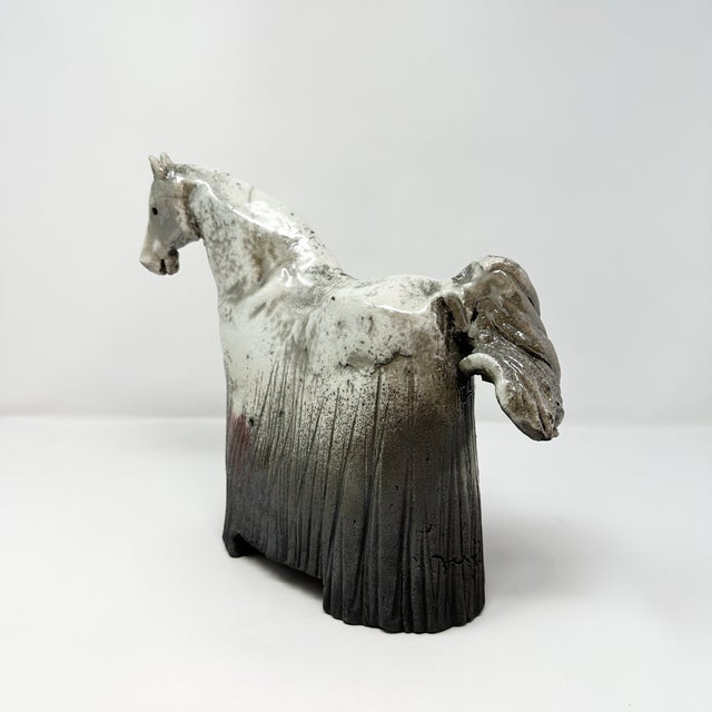 Gray Raku Horse Sculpture - Short | Chairish
