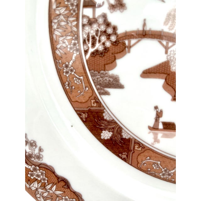 1980s Brown Willow Chinoiserie Plate by Gracie China | Chairish