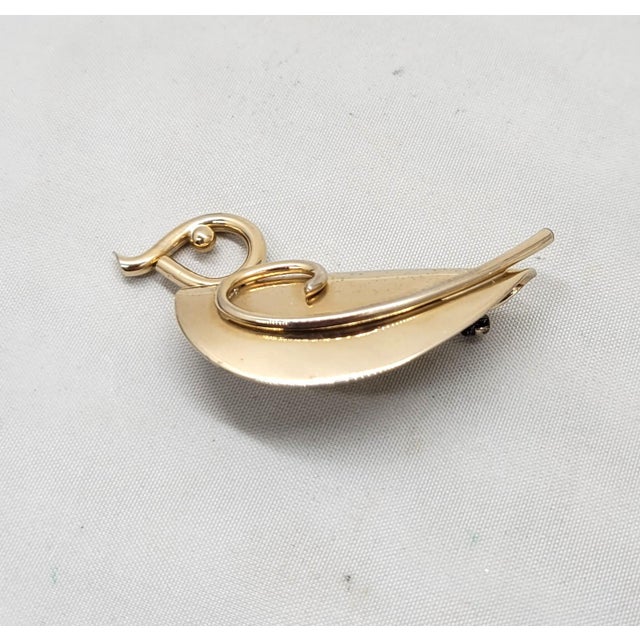 Vintage Signed Napier Modernist Goldtone Duck Brooch | Chairish