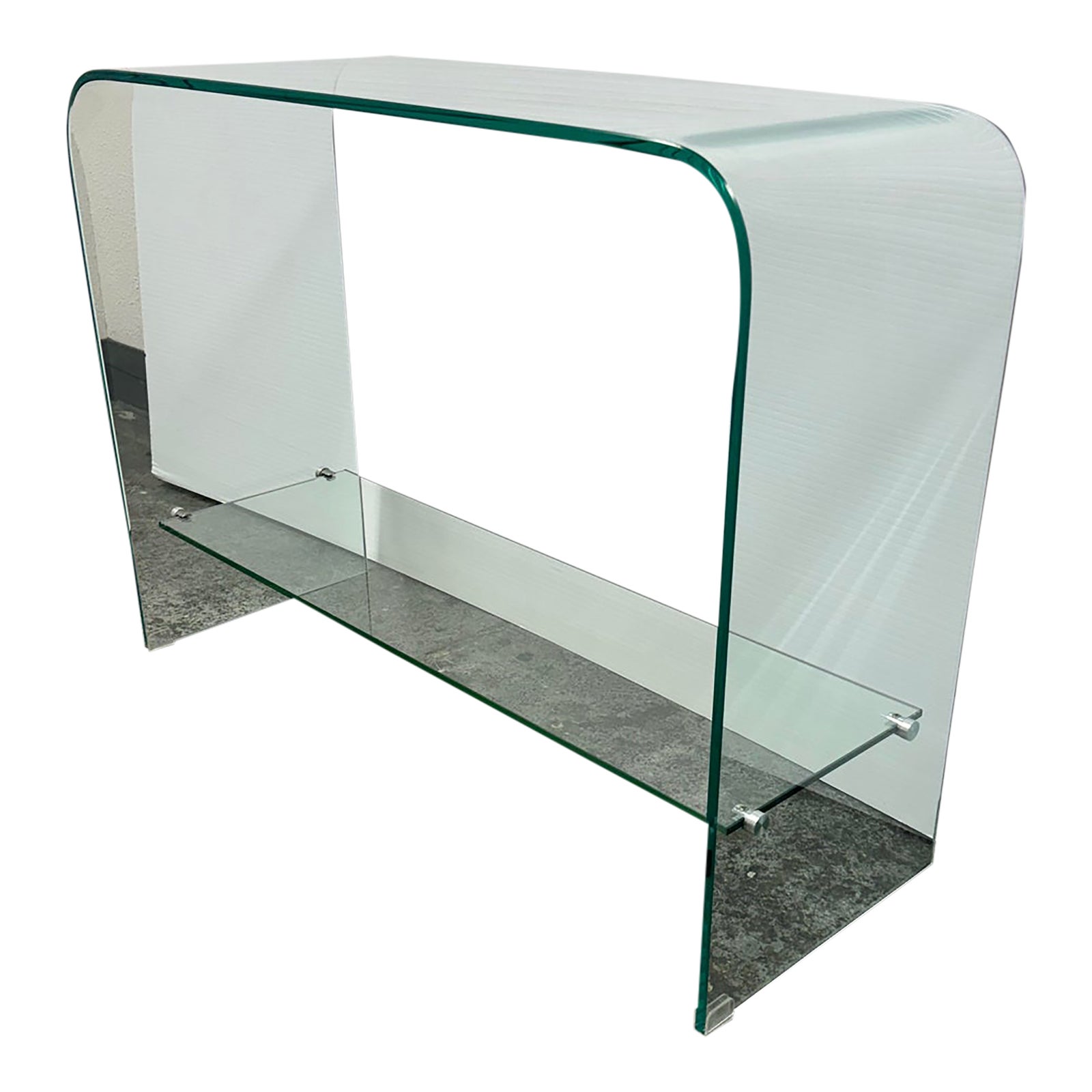 Orren Ellis Waterfall Glass Console Table | Chairish
