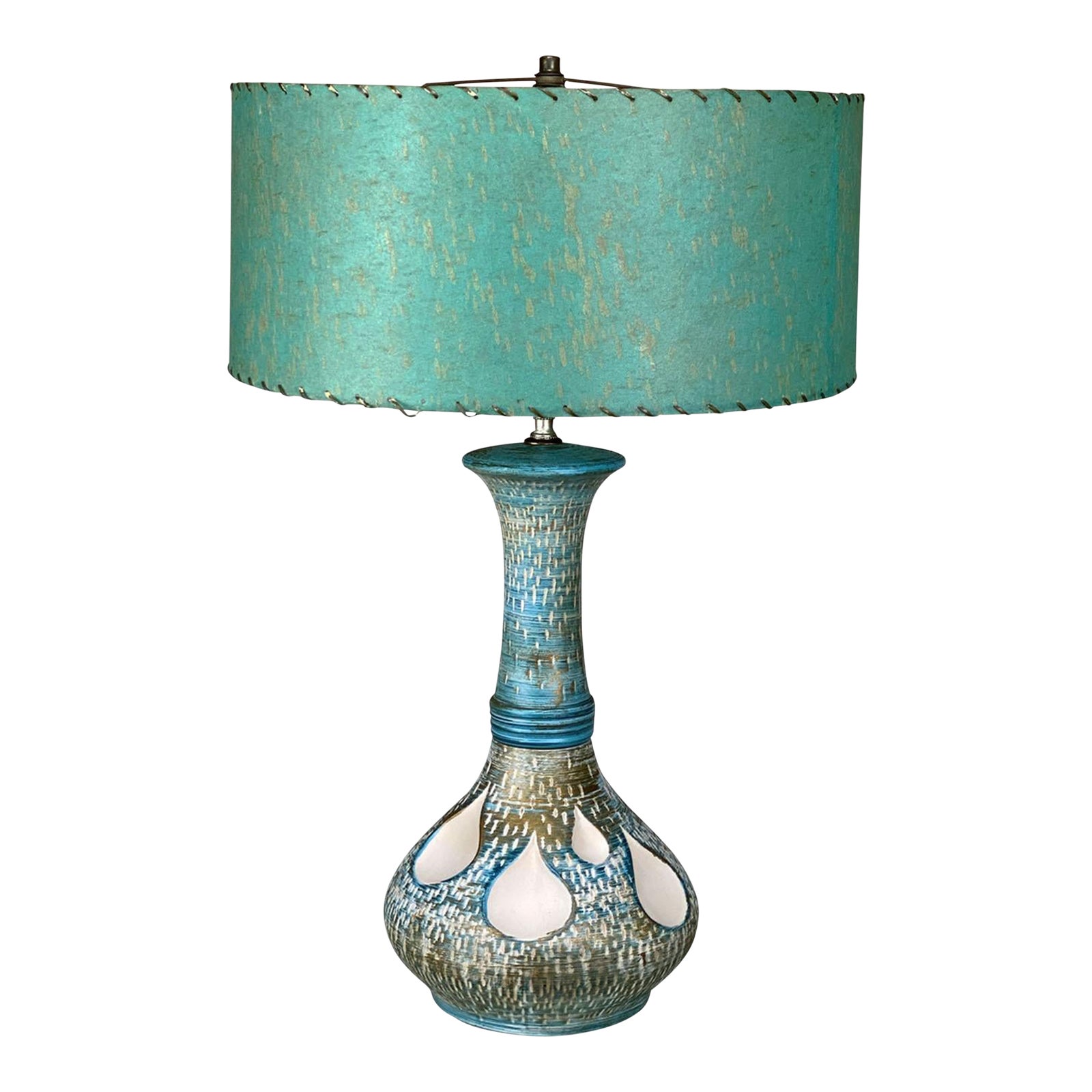 Mid-Century Modern Atomic Sculptural Turquoise Pottery Table Lamp ...