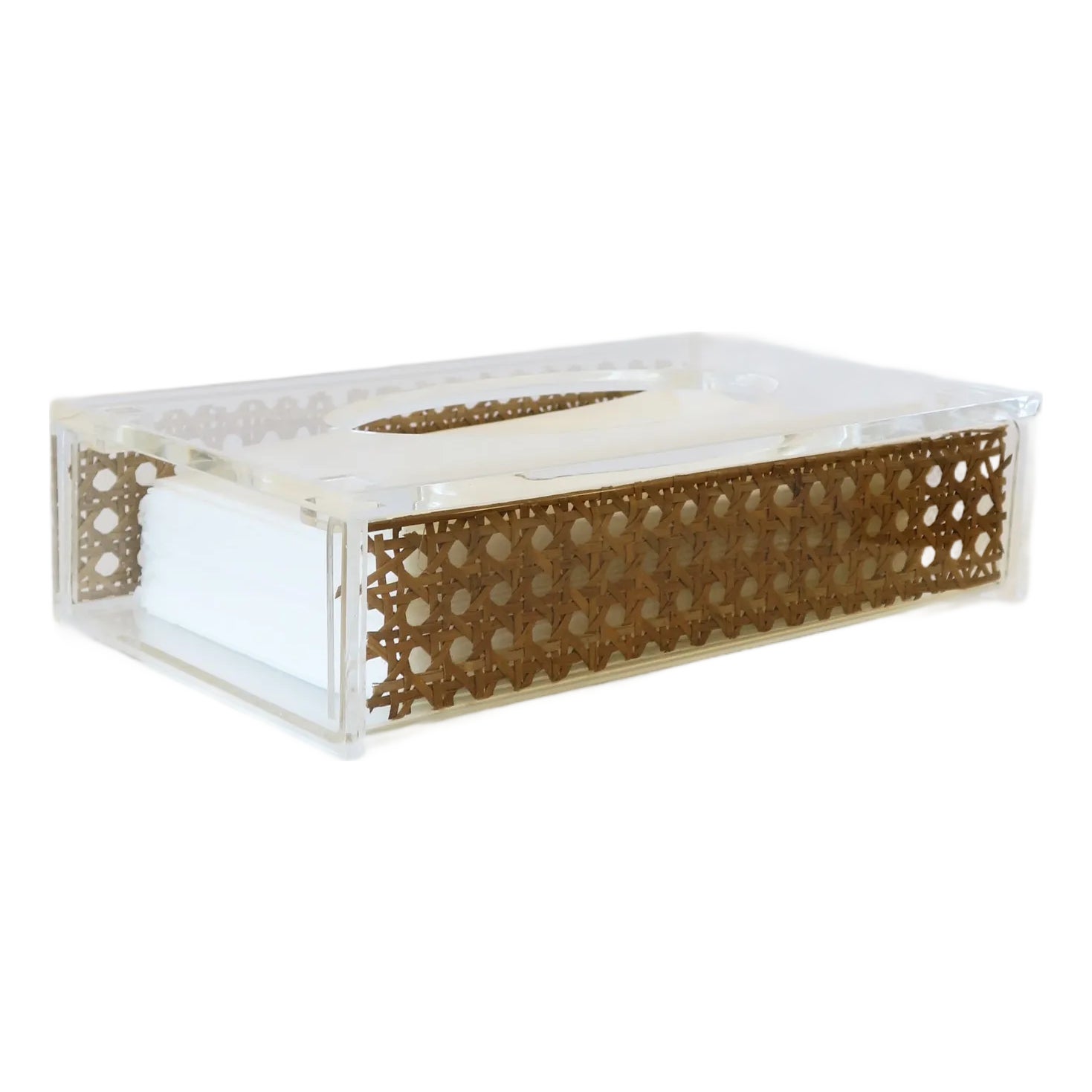 Wicker Cane Lucite Acrylic Tissue Box Dior Style | Chairish