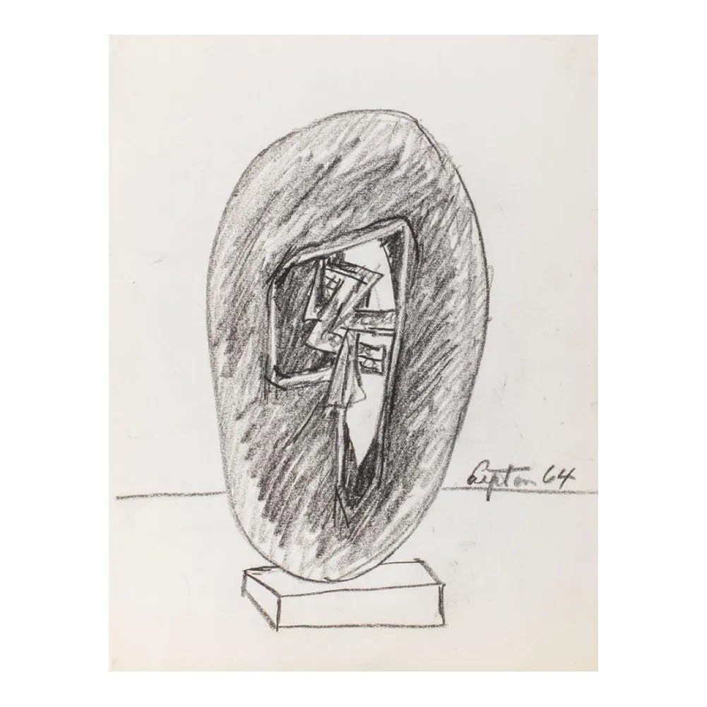 Seymour Lipton Sculpture Study Sketch, 1964 | Chairish