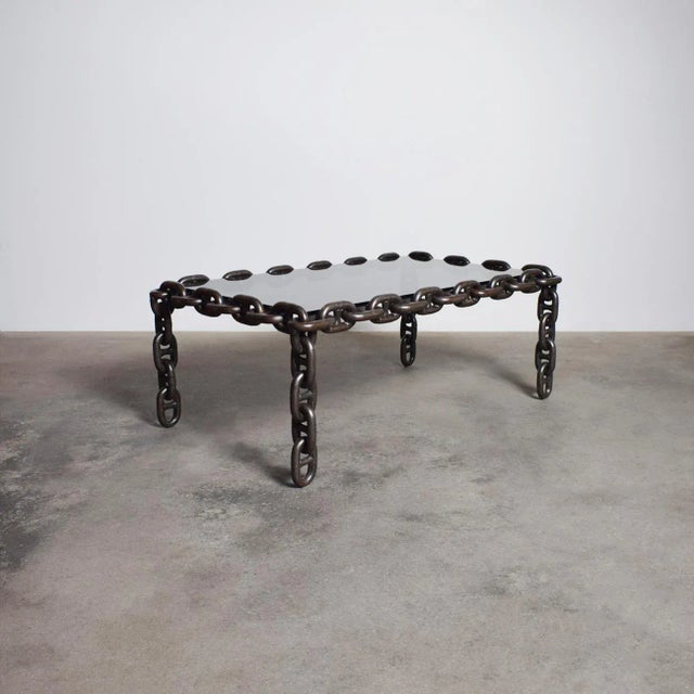 Artisan Industrial Chain Link Iron Coffee Table, Belgium, 1970s | Chairish