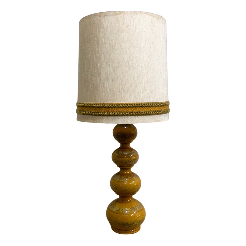 Large German Mustard Ceramic Lamp from Kaiser Leuchten, 1970s | Chairish