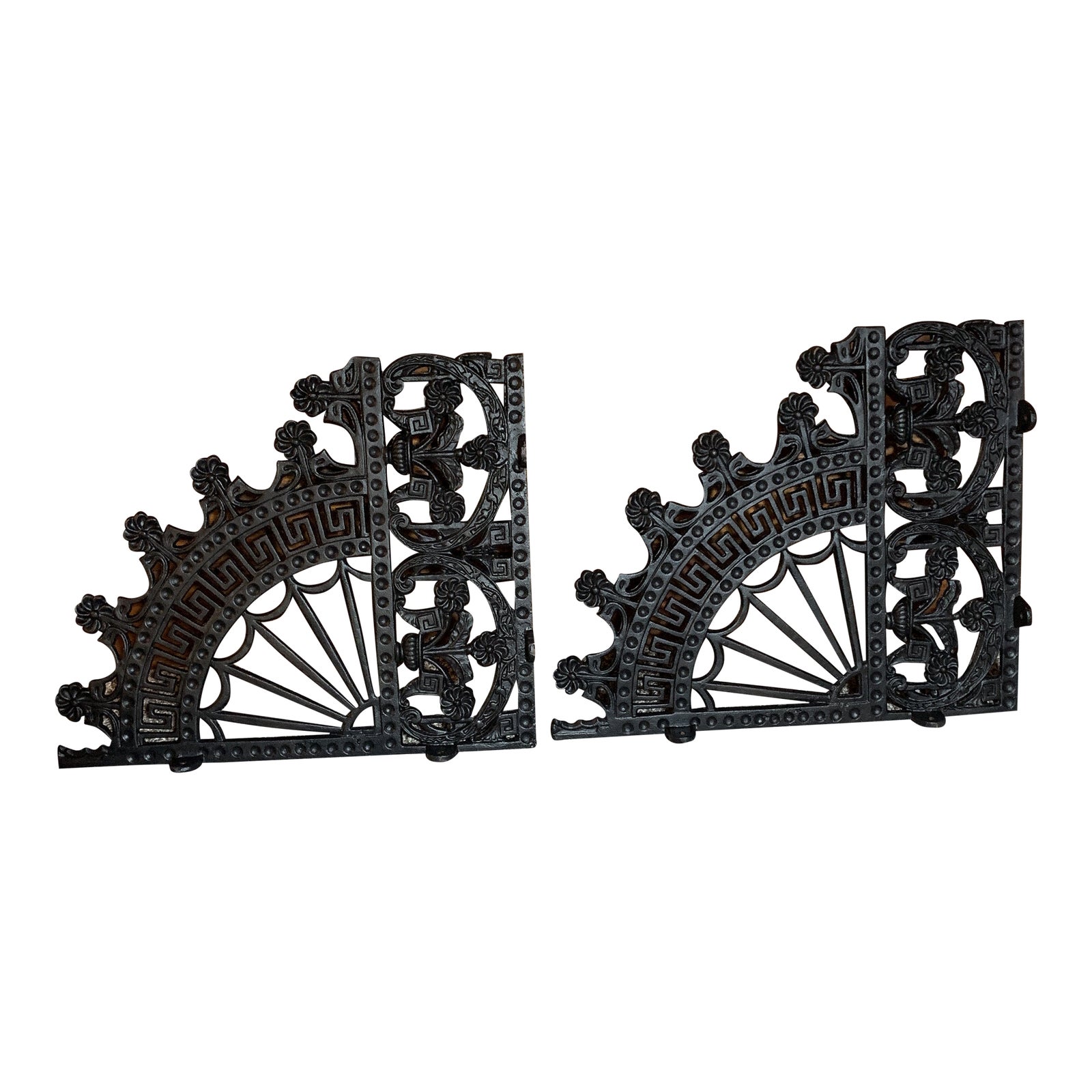 Late 19th Century Large Victorian Cast Iron Restored Floral Brackets- a ...