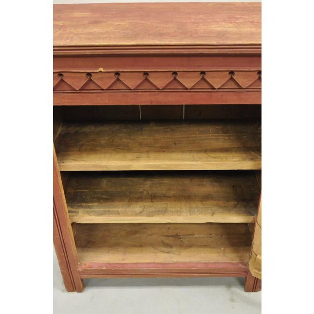 Antique French Country Red Distress Painted One Door Wooden Cupboard ...