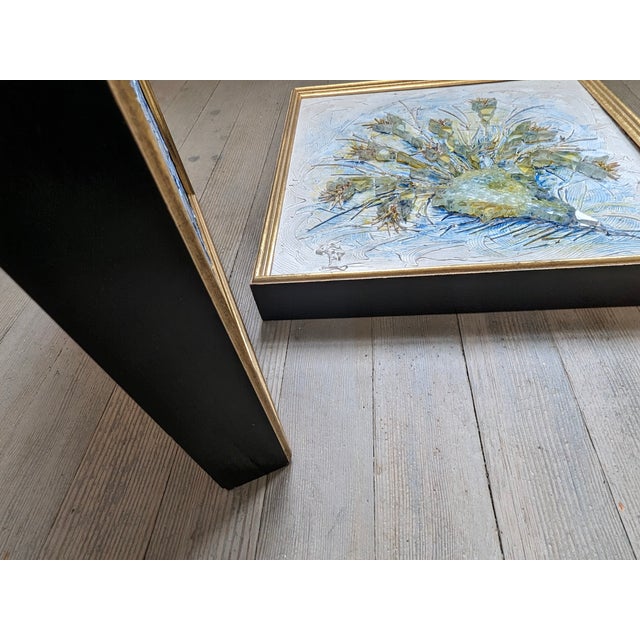 Framed Mixed Media & Glass Paintings - Set of 4 | Chairish