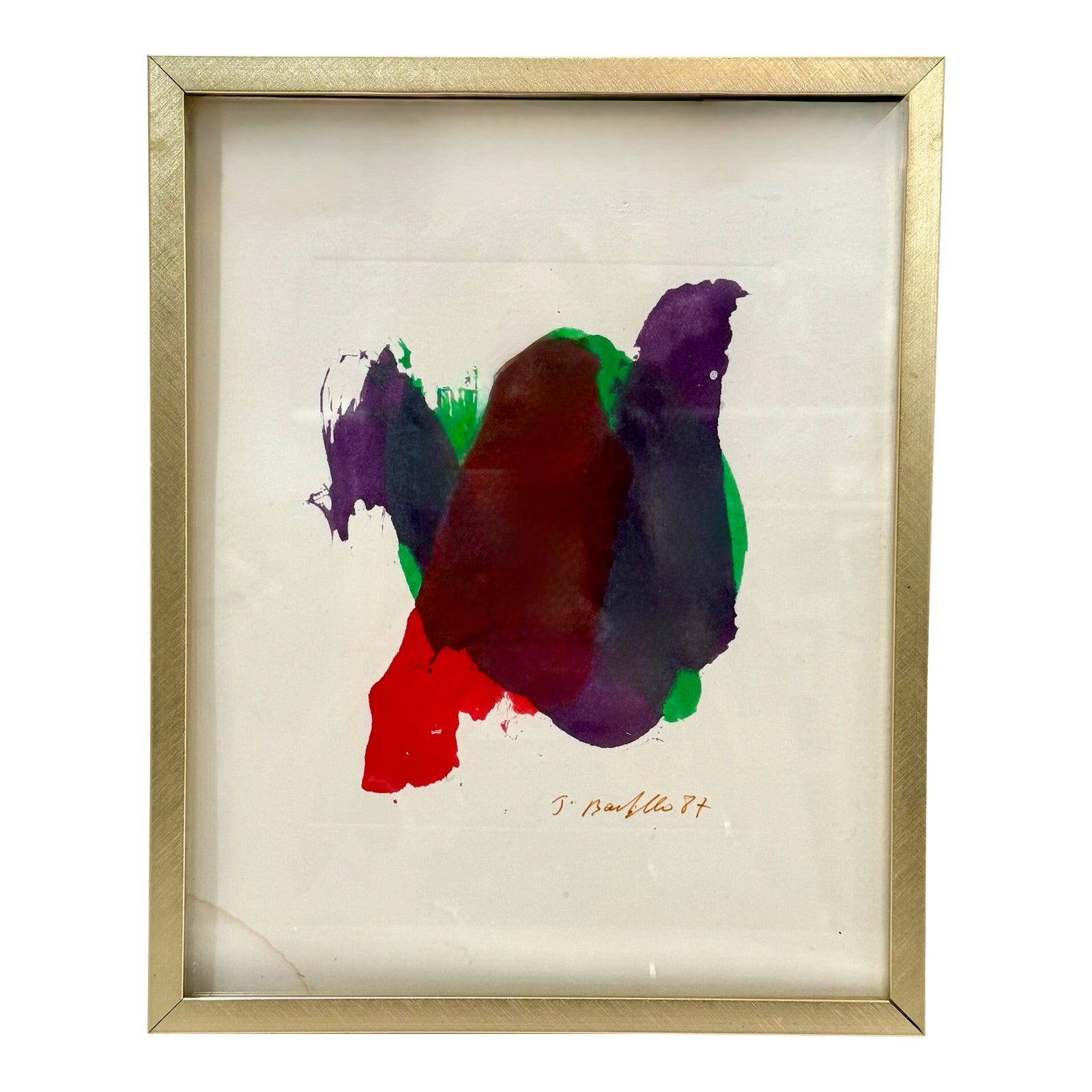 Vintage Abstract Expressionist Painting by J. Bartello, 1987 Color ...