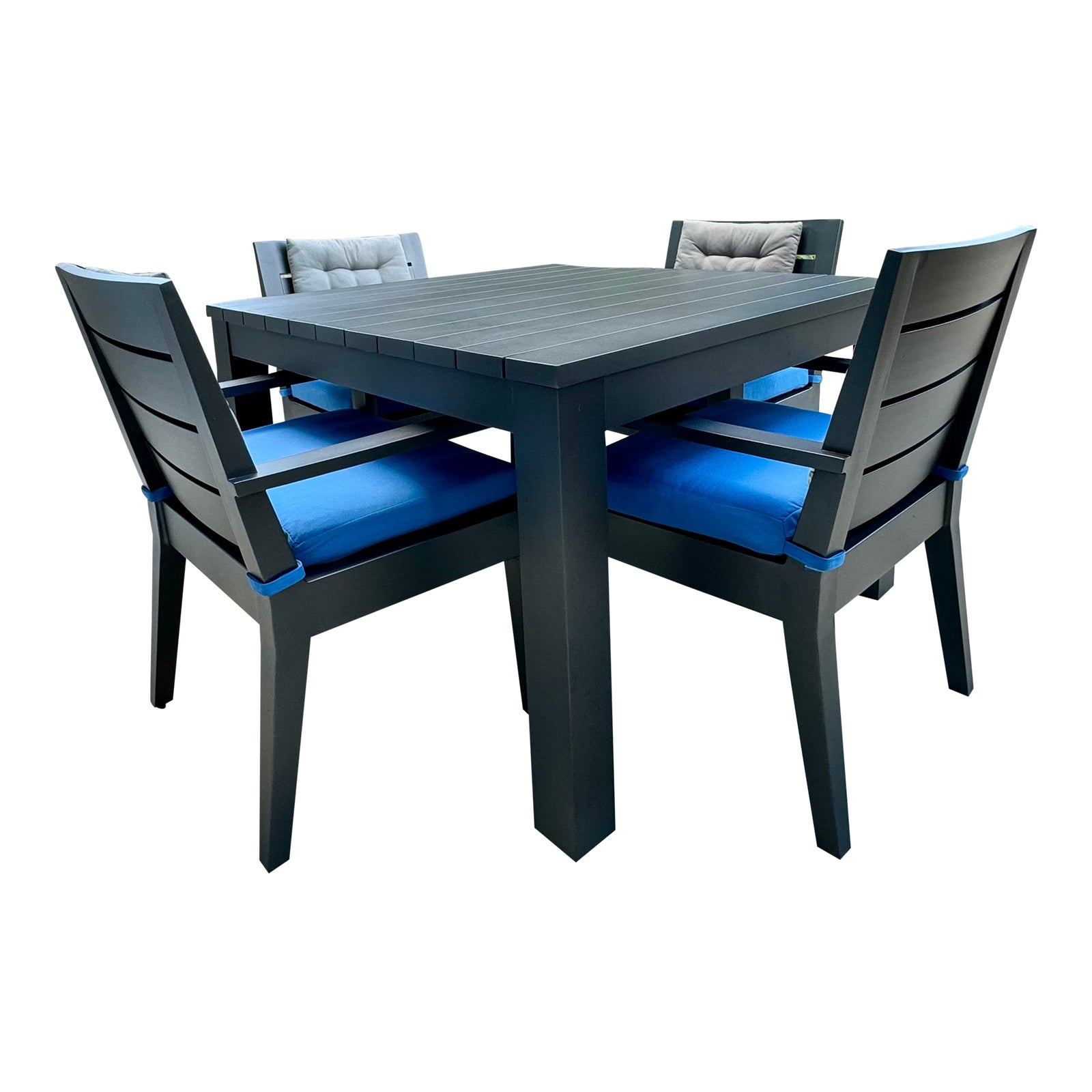 Rh Belvedere Aluminum Square Dining Table & 4 Armchairs | Chairish