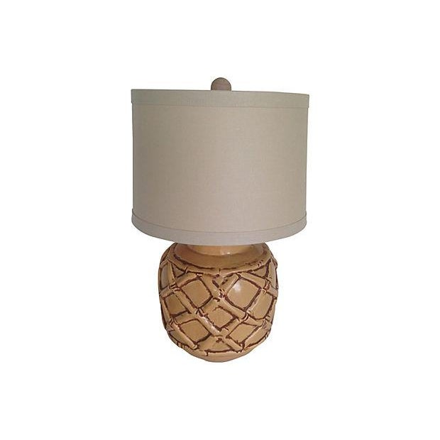 Oversize 1960s Ceramic Bamboo Lamp & Shade | Chairish