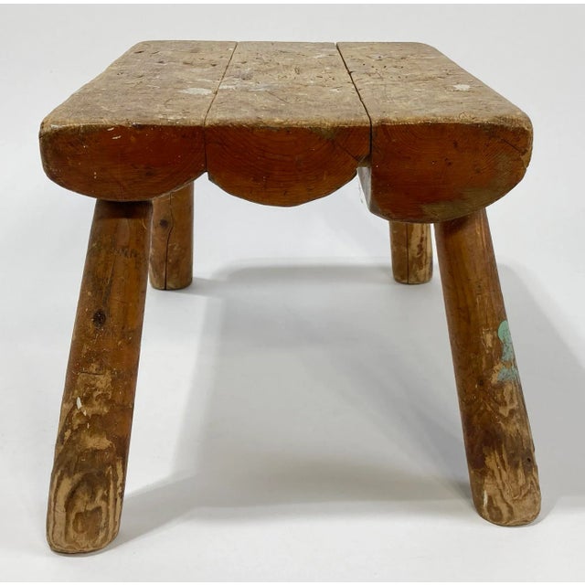 Vintage Primitive Split Wood Log Stool | Chairish