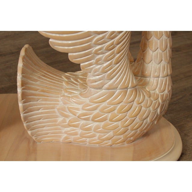 Vintage Carved Double Swan Base Oval Glass Top Dining Table | Chairish