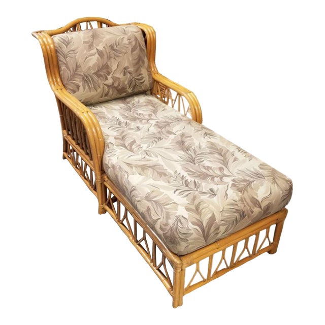 1950s Restored Rattan Three-Strand Arms Chaise Lounge With Reed Rattan ...