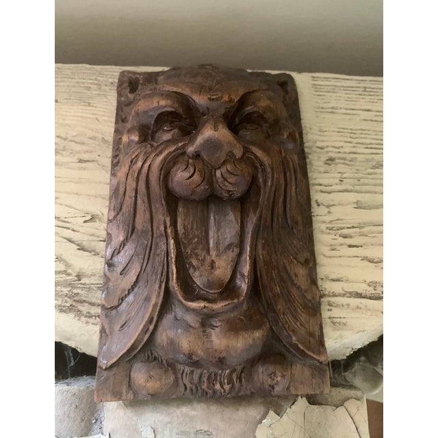 19th Century Italian Wood Gargoyle Wall Sculpture | Chairish