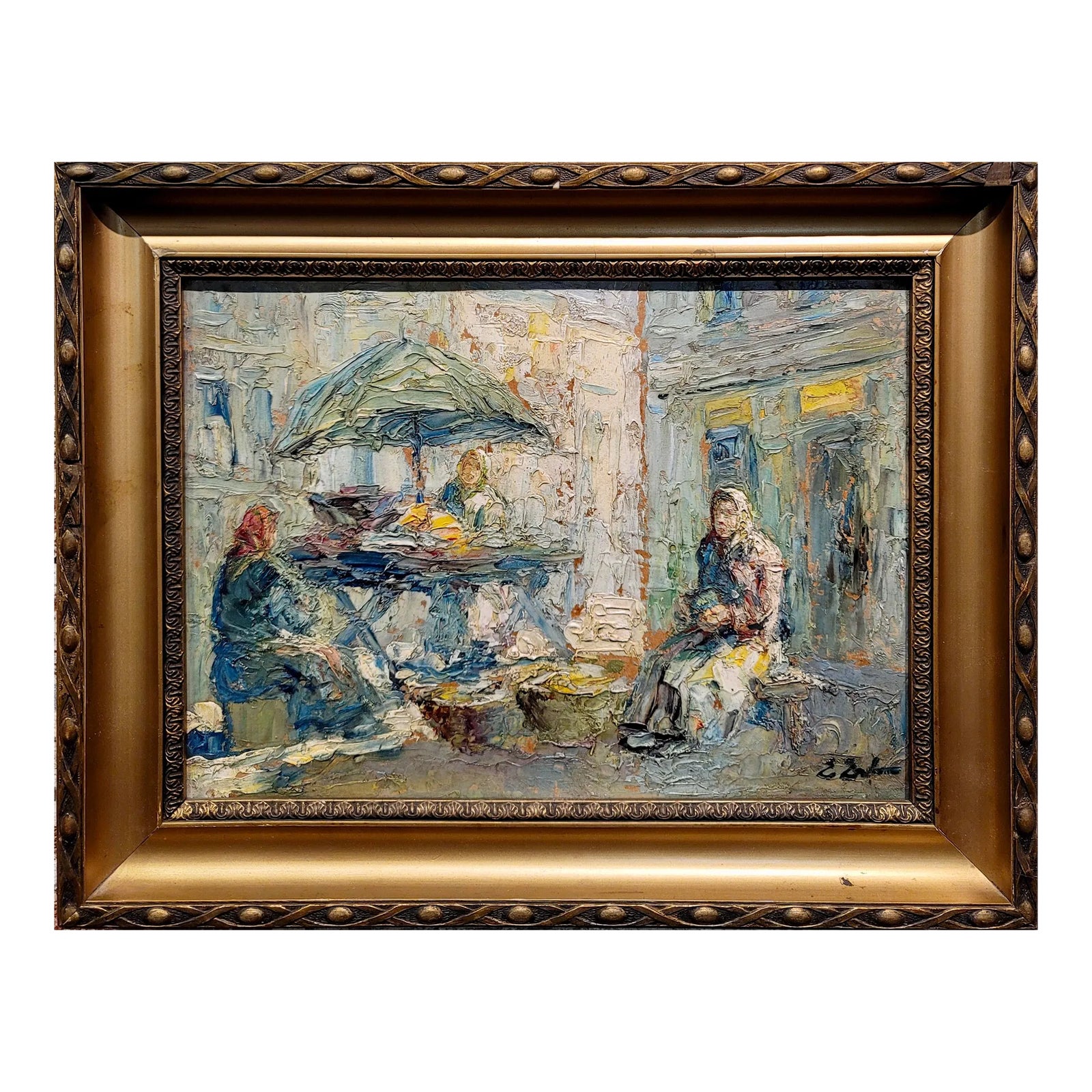 Erno Erb - Women at the Market - 1920s Oil Painting | Chairish