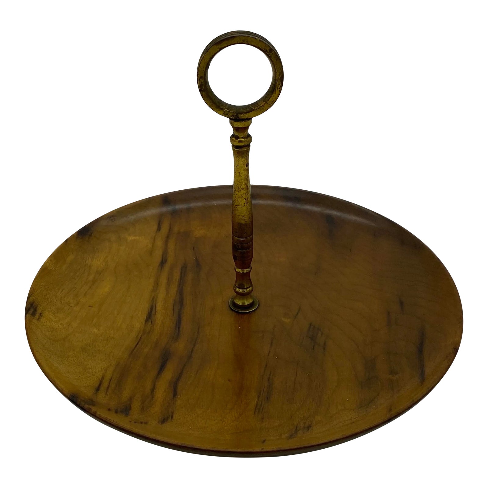 Mid-Century Turned Myrtle Wood Tidbit Tray | Chairish