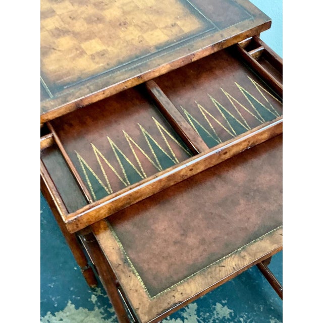 Vintage Theodore Alexander Wood Nesting Tables With Game Boards | Chairish