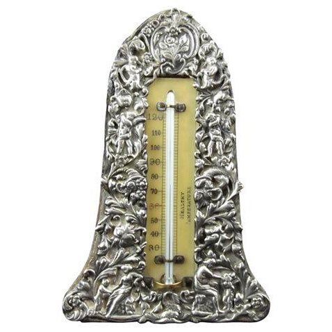 English Sterling Silver Desk Thermometer | Chairish