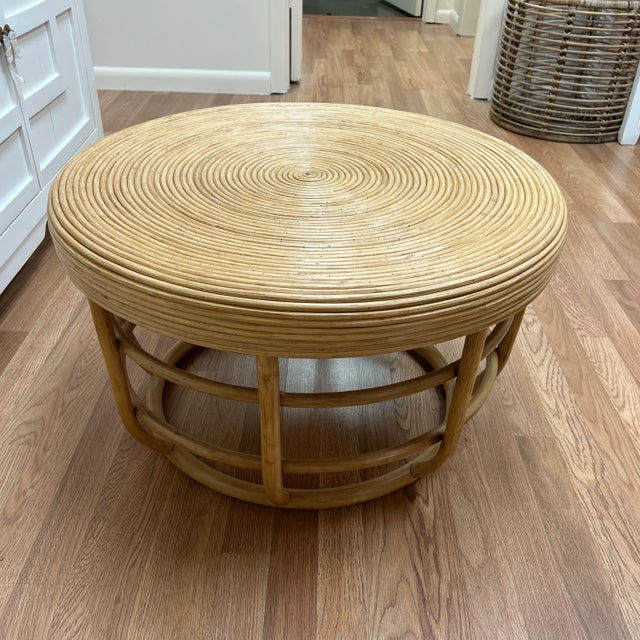 Pencil Reed and Rattan Coffee Table | Chairish