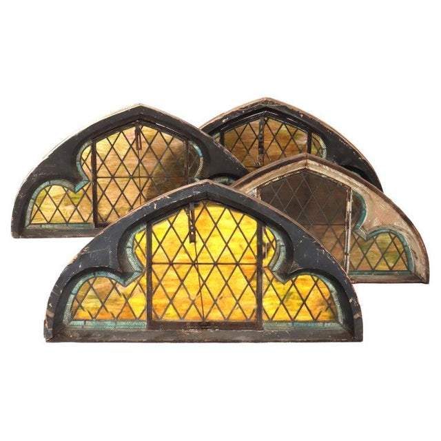 Five Tiffany Studios Gothic Revival, Stained Glass Transom Windows ...