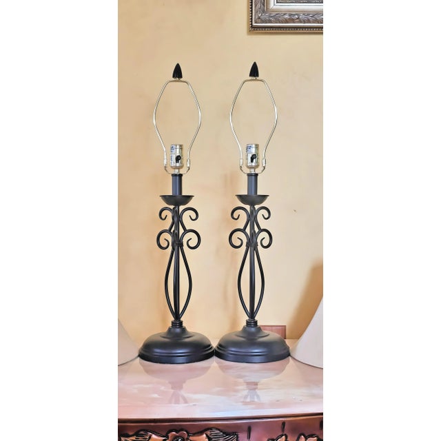 21st Century Wrought Iron Table Lamps - a Pair | Chairish