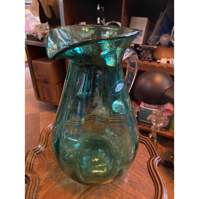 1960s Blenko Green Glass Pitcher | Chairish