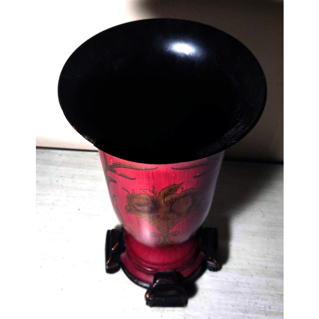 Tolle Style Cranberry Tone Flared Faux Wooden Cast Ceramic Vase on ...