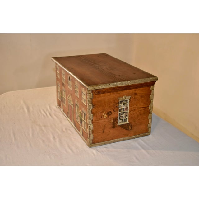 Early 19th Century Pine Box With Hand Painting | Chairish