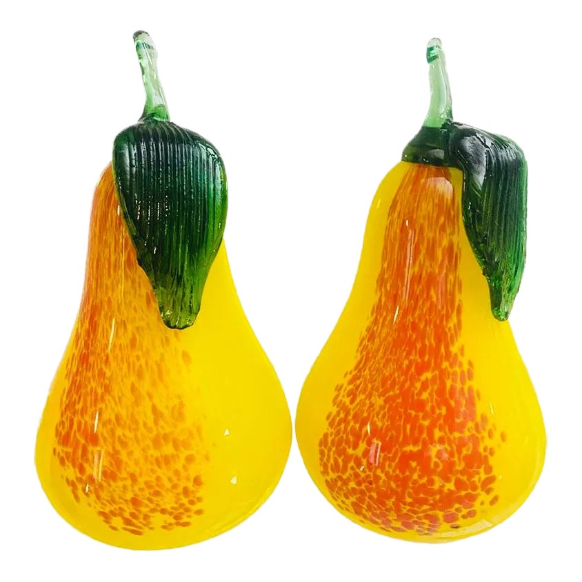 Modern Italian Blown Art Glass Pears Fruit Sculptures in the Style of ...