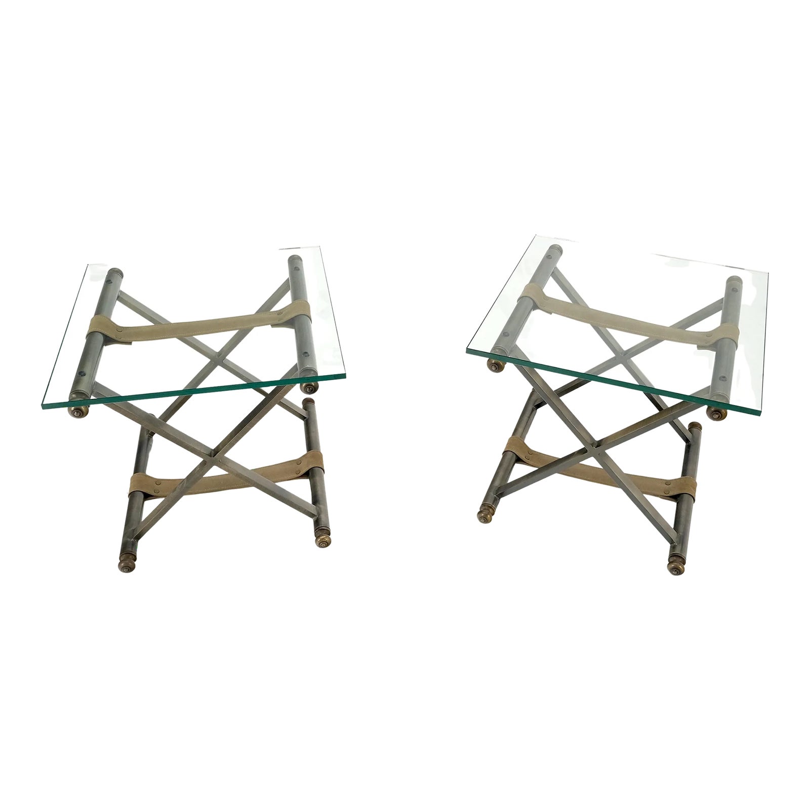 Glass Top X Bases Smoked Chrome End Side Bed Tables Stands DIA - A Pair ...