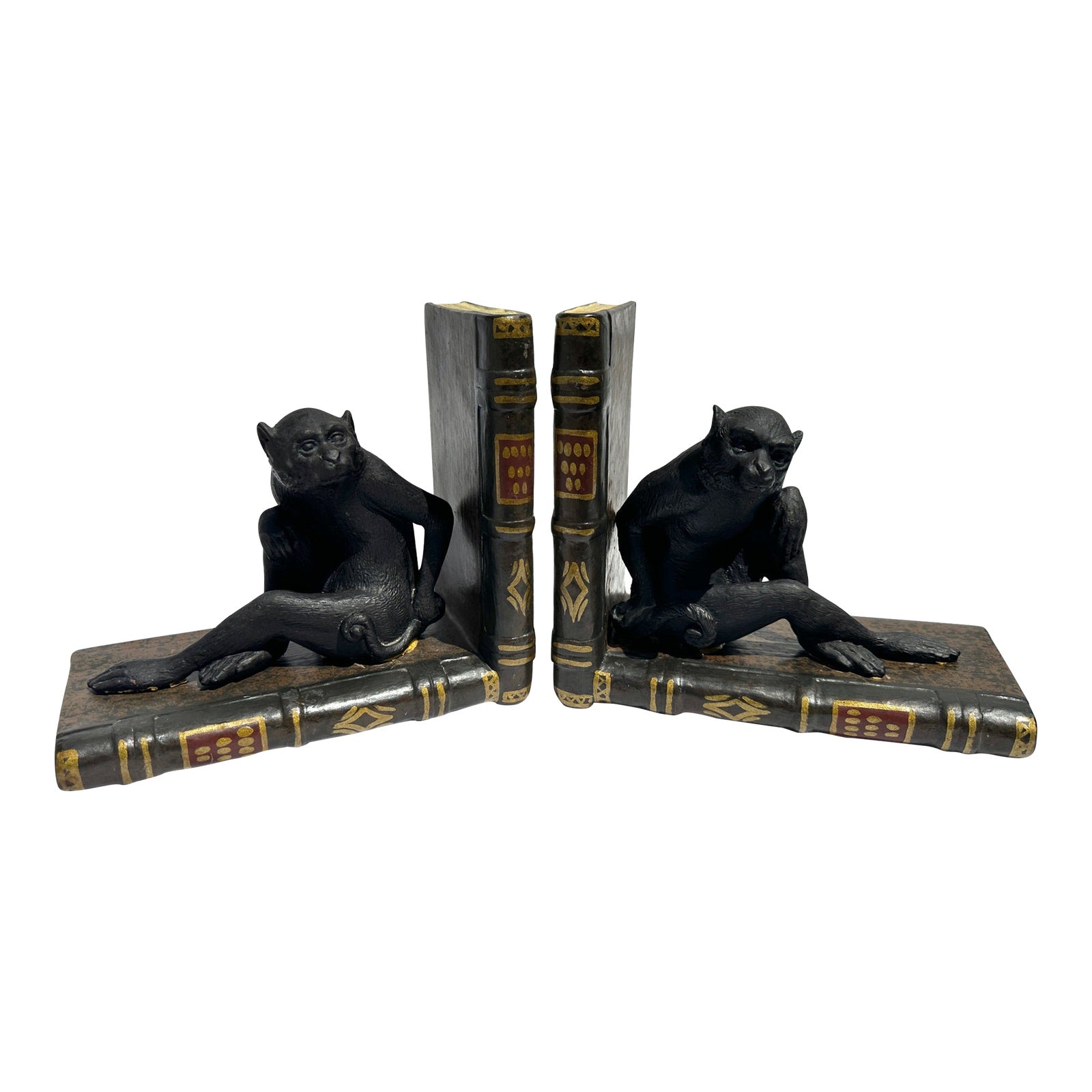 Monkey Bookends-A Pair | Chairish