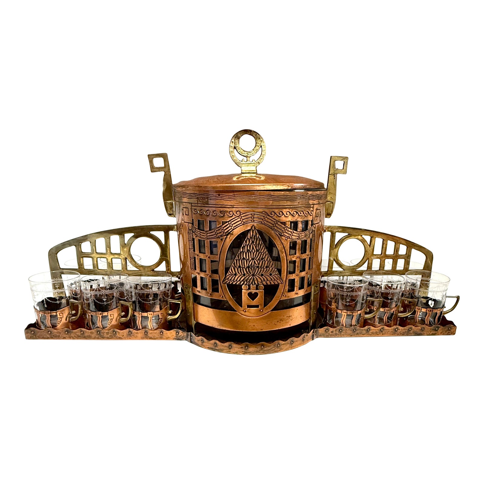 Antique Jugendstill Style German Copper & Glass Tea Service Set- 25 ...