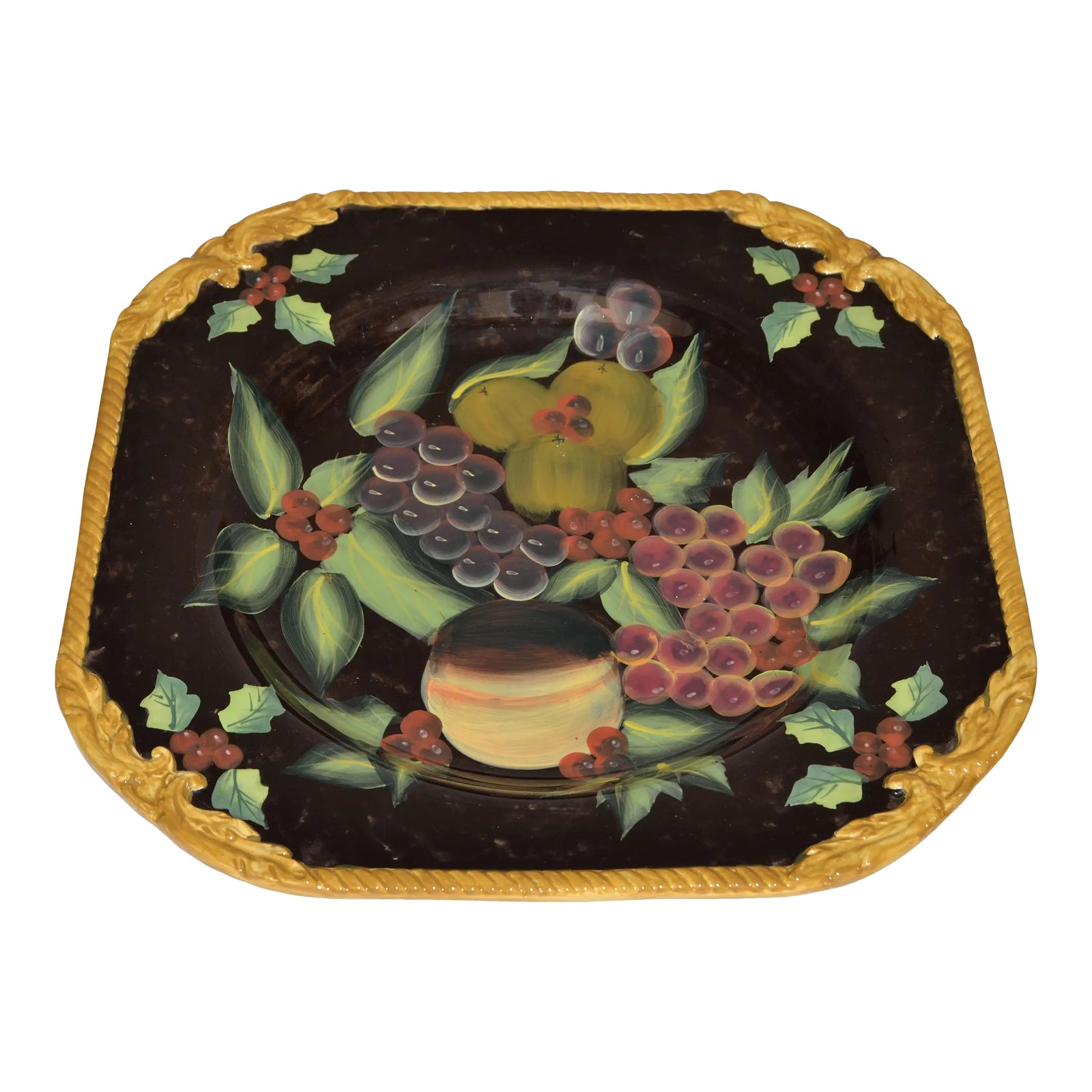 1980s Vintage Raymond Waites Majolica Ceramic Square Centerpiece ...