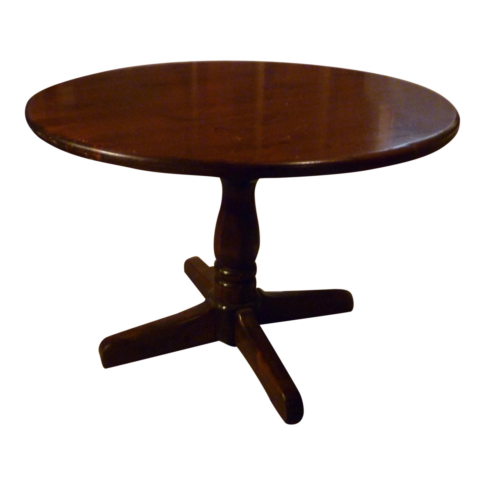 Ethan Allen Game Dining Round Pedestal Captains Pub Table | Chairish