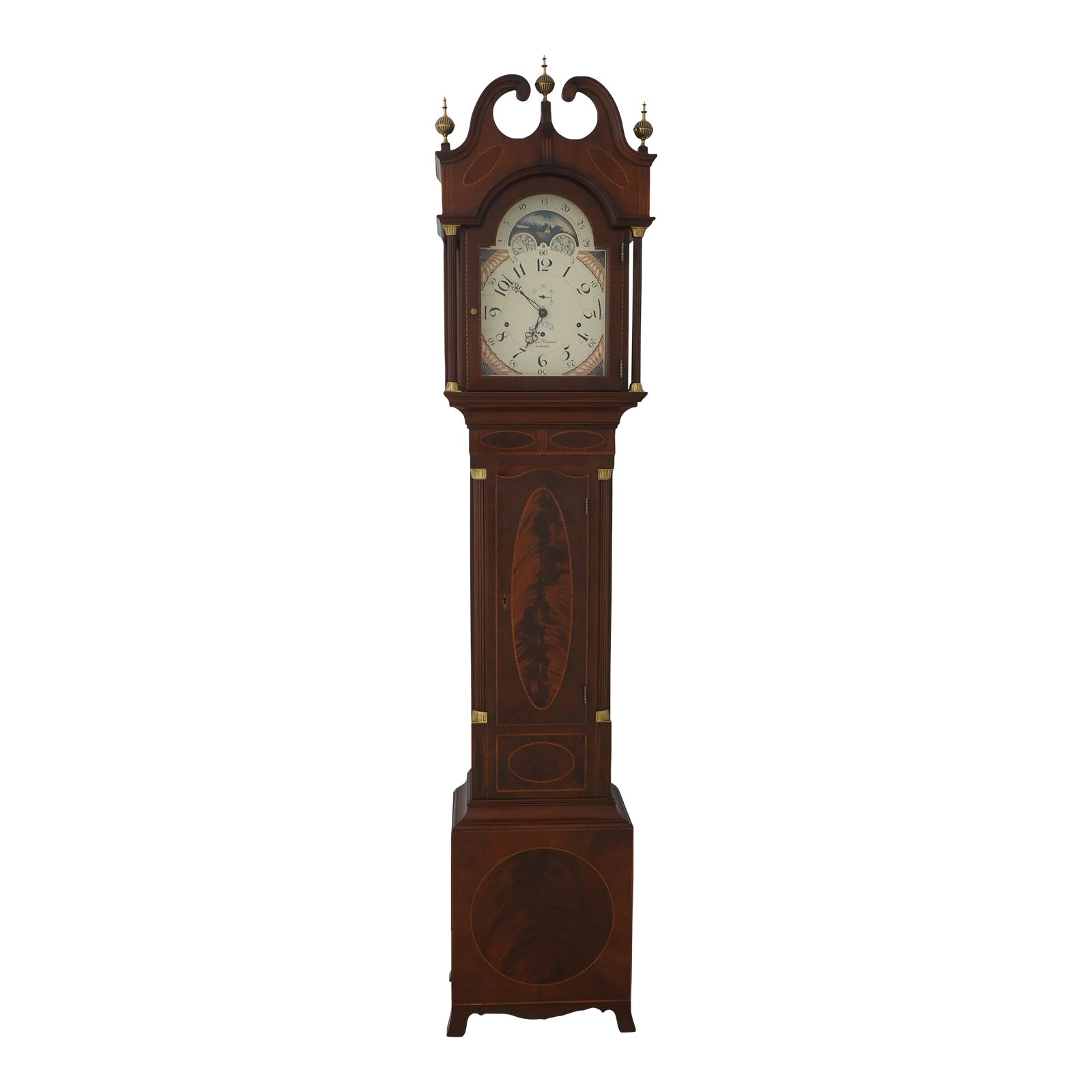Sligh Thomas Harland Inlaid Mahogany Grandfather Clock | Chairish