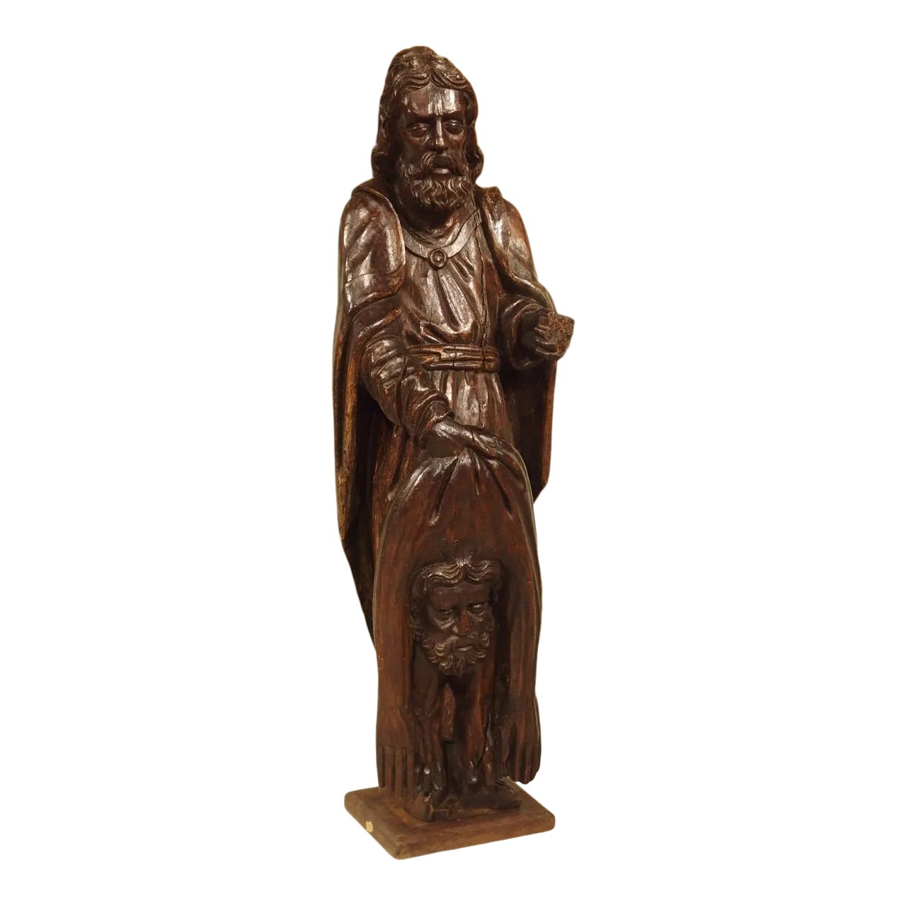 18th Century Carved Oak Statue Depicting St. Bartholomew | Chairish