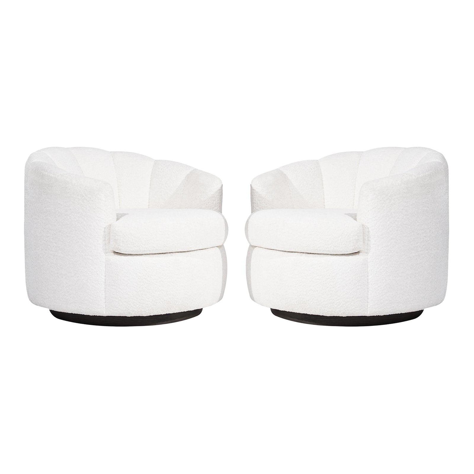 Channel Back Swivel Chairs on Dark Walnut Supports, Directional, Circa ...