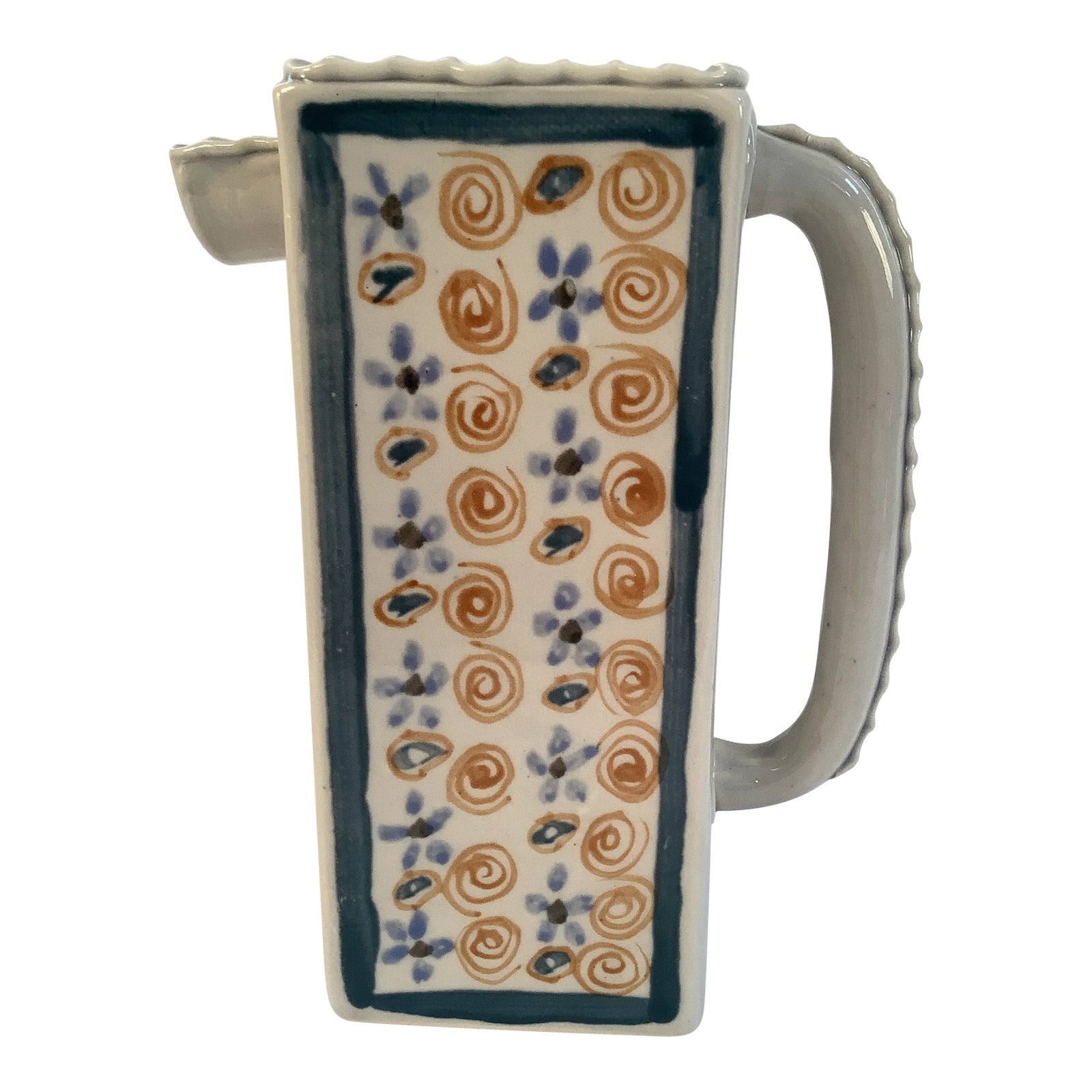 1970s Handmade Glazed Pottery Pitcher | Chairish